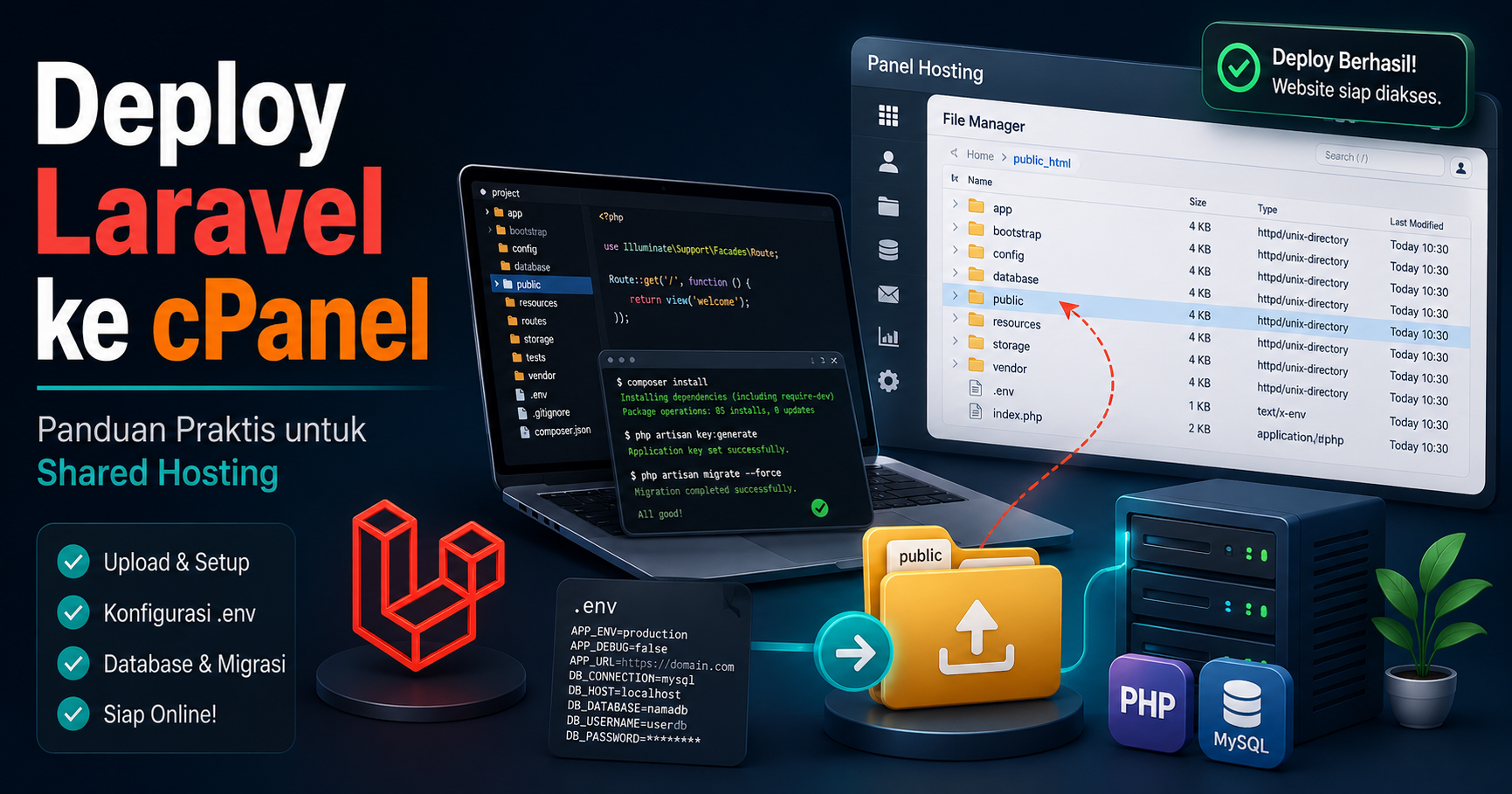 Cara Deploy Laravel ke cPanel Shared Hosting Tanpa VPS